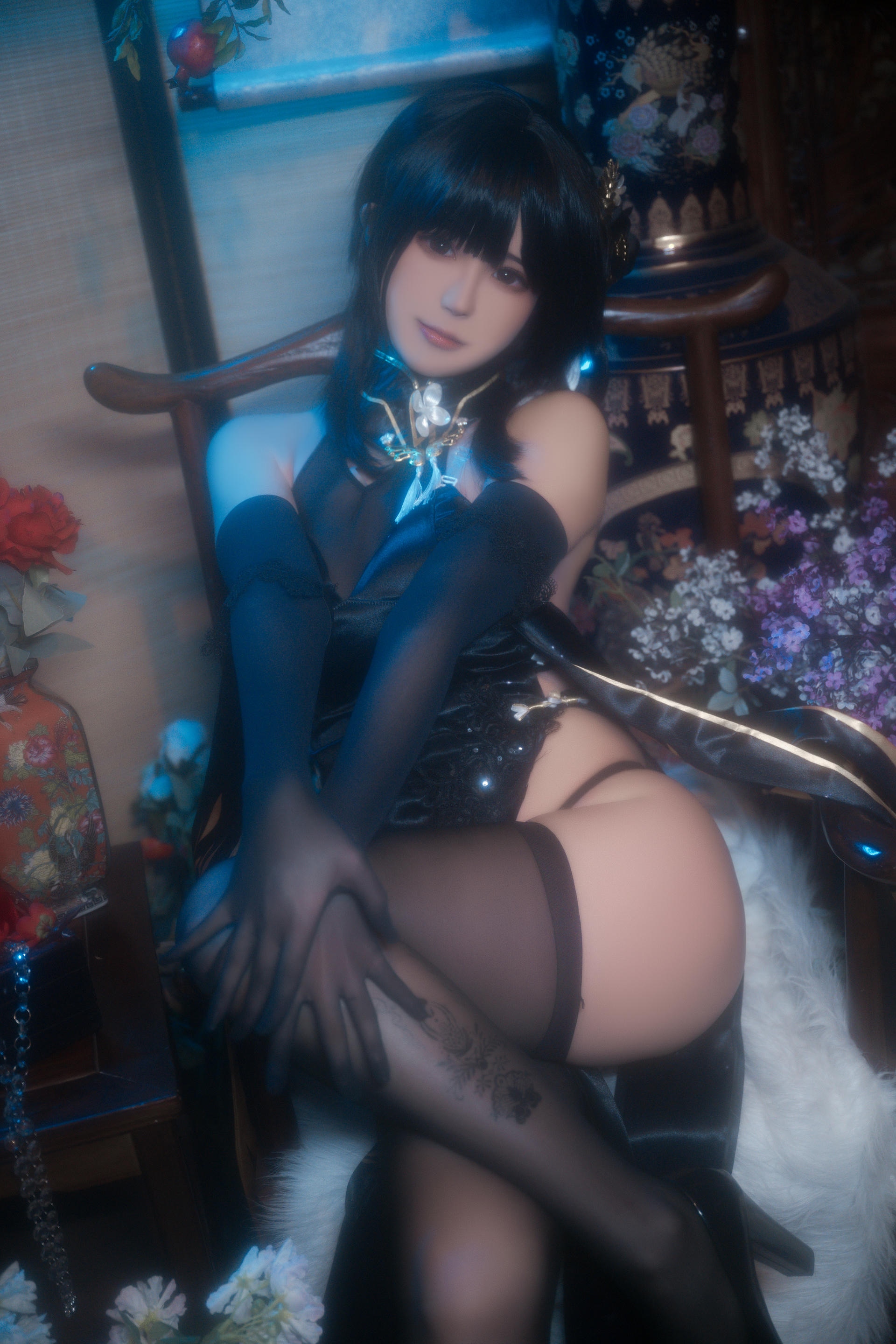 【Quan冉有点饿(拖拉大王_)】碧蓝航线 镇海黑旗袍 [44P-0.95GB] - 猫爪